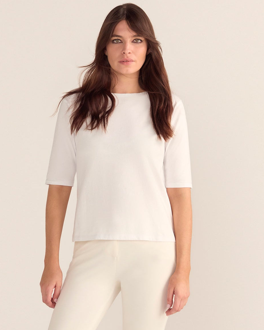 The Birkin Basic White Tee Boat Cotton | Women's Linen T-Shirts | Jac ...